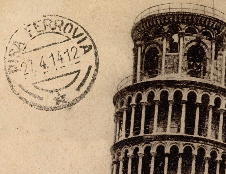 1914 Tower of Pisa Postcard Art Reprint Postcard Decor - Etsy