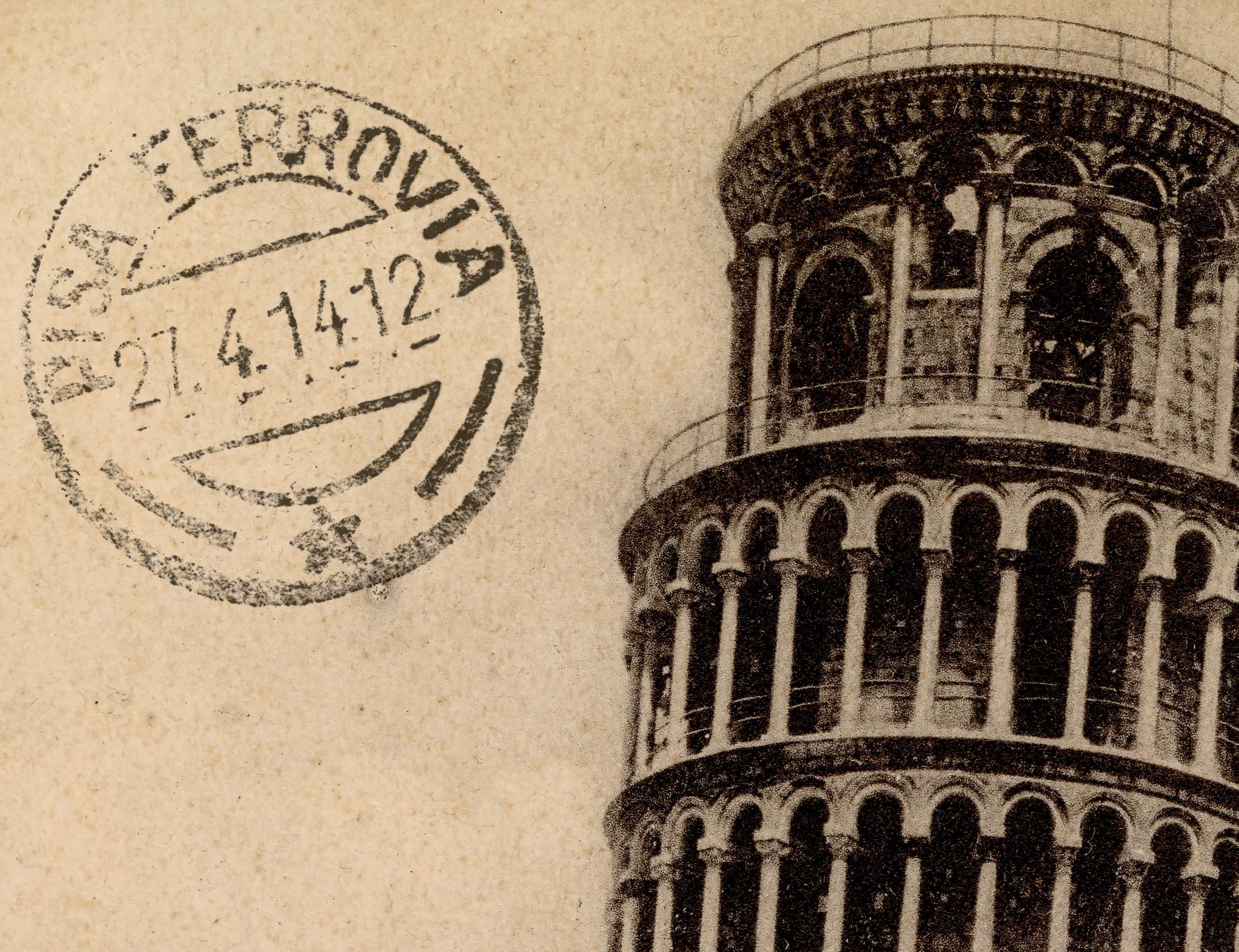 1914 Tower of Pisa Postcard Art Reprint- Postcard Decor - Italian ...