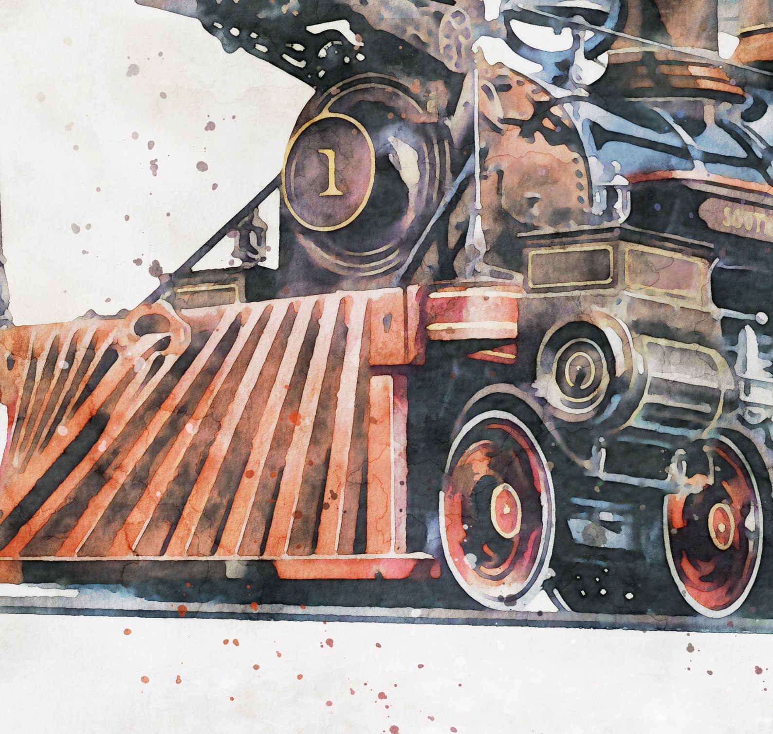 Classic Train Print Set 4-piece Digital Watercolor Train Set - Etsy