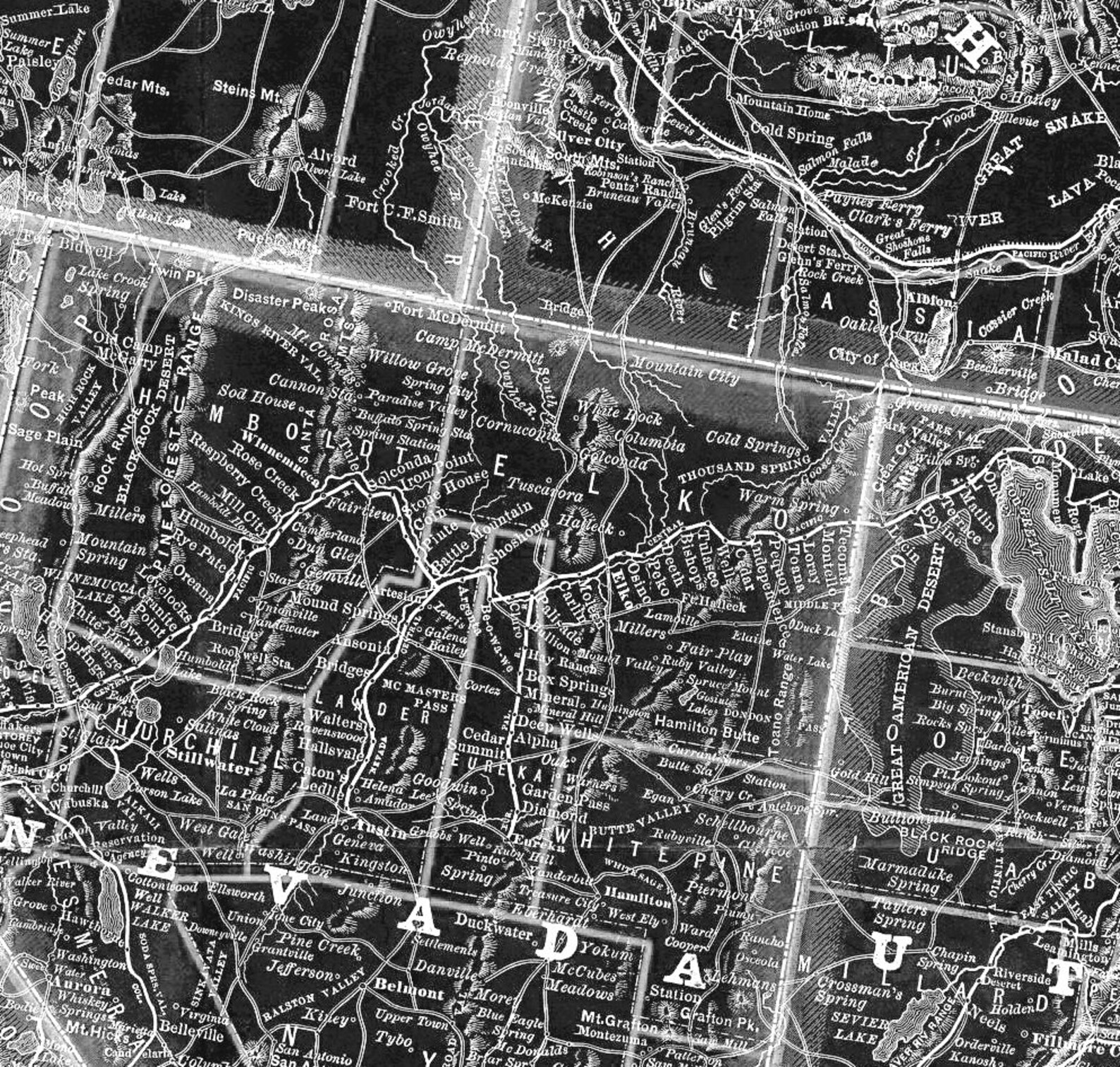 1883 US Railroad Map Reprint, Vintage US Railroad Map Reprint, 4 Large ...