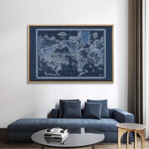 1870 World Map Reprint, Vintage 1870 Mercator's Projection Map Reprint ...