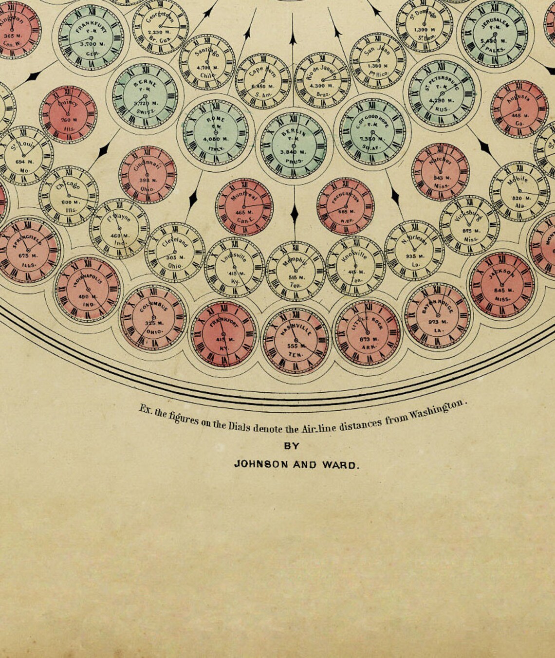 1862 Time Diagram Reprint Atlas Time Chart Reprint Vintage - Etsy