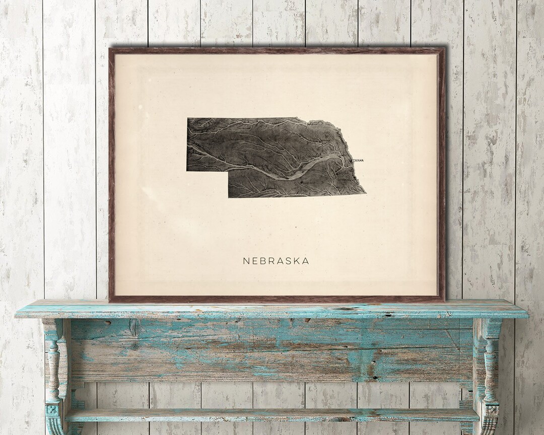 Nebraska Relief Map Reprint, Vintage Nebraska Map Reprint - 6 Large/xl ...