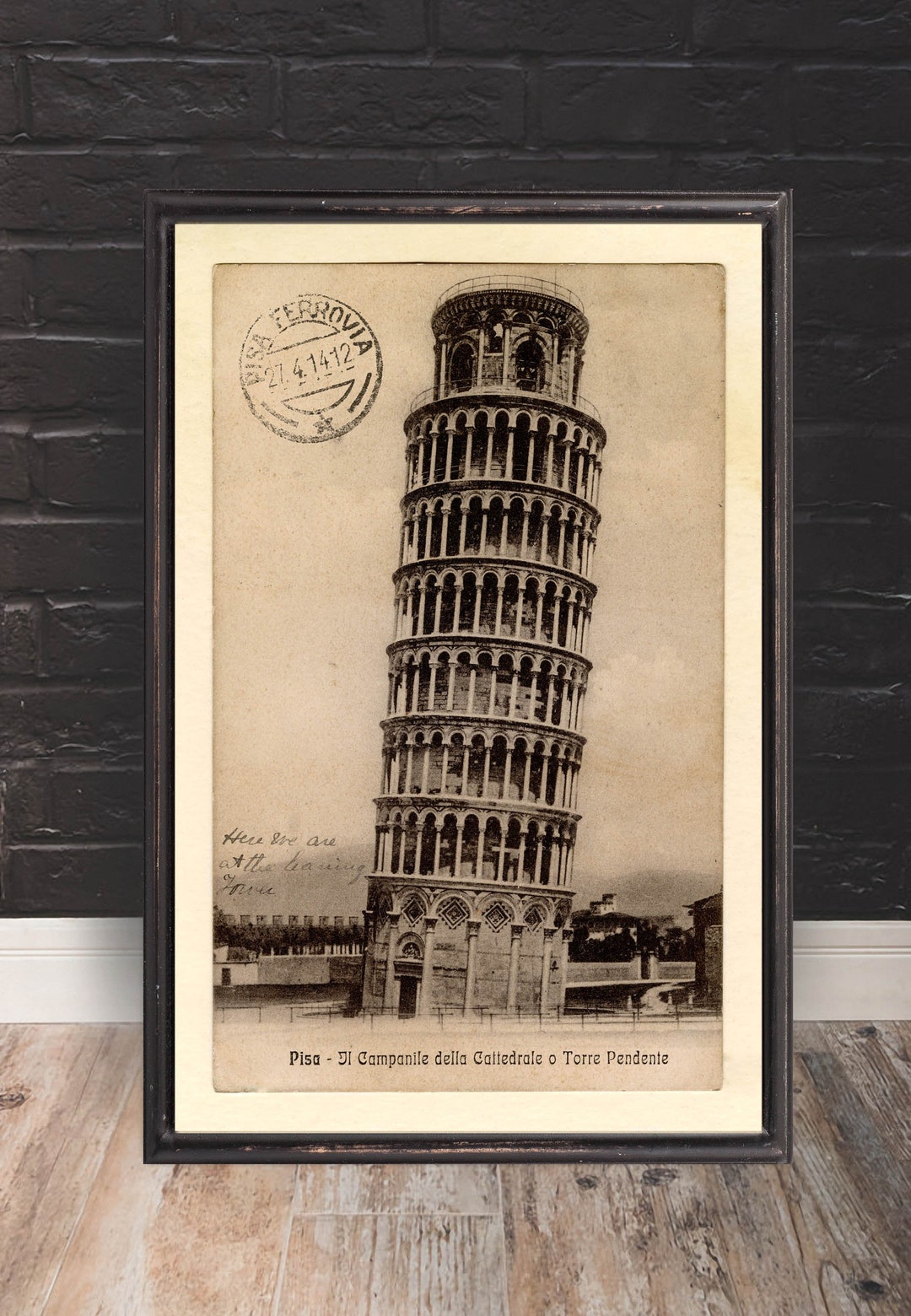 1914 Tower of Pisa Postcard Art Reprint- Postcard Decor - Italian ...