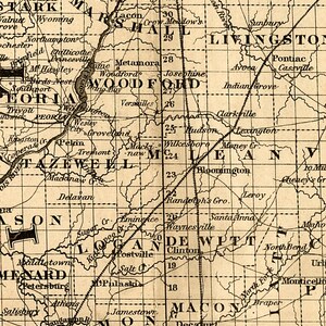 Map of Illinois 1854, Vintage Illinois Railroad Map Reprint - 4 Sizes ...