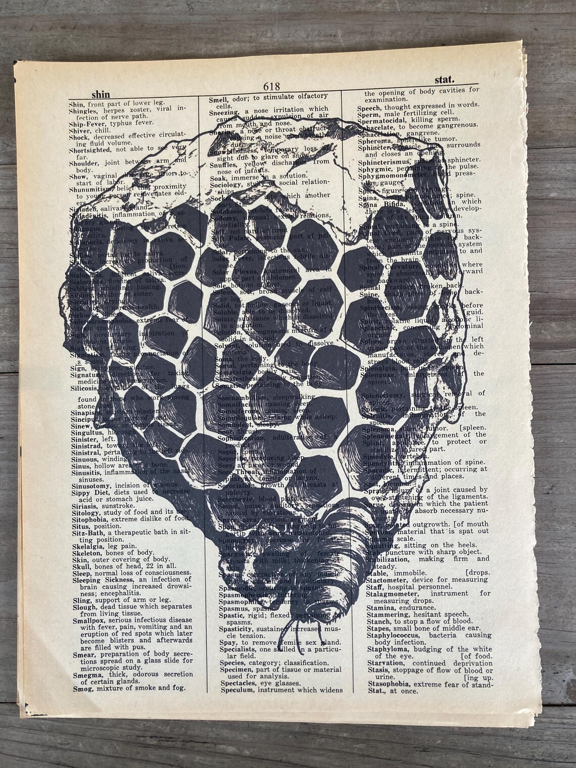 Bee Themed Dictionary Print Set - Bee & Beehive, - Rustic Honeybee ...