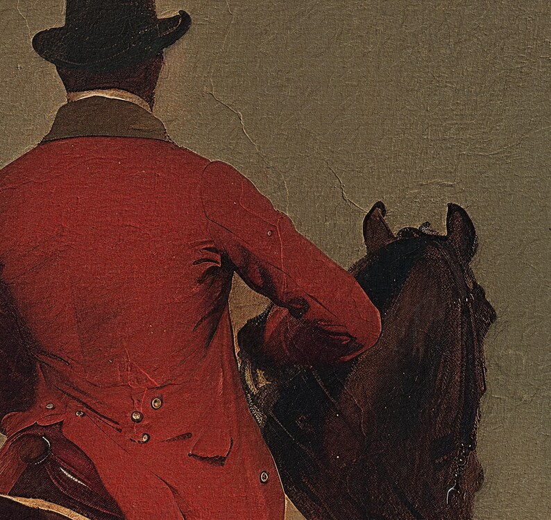 Vintage-style Fox Hunt Rider Oil Painting-style Digital Print ...