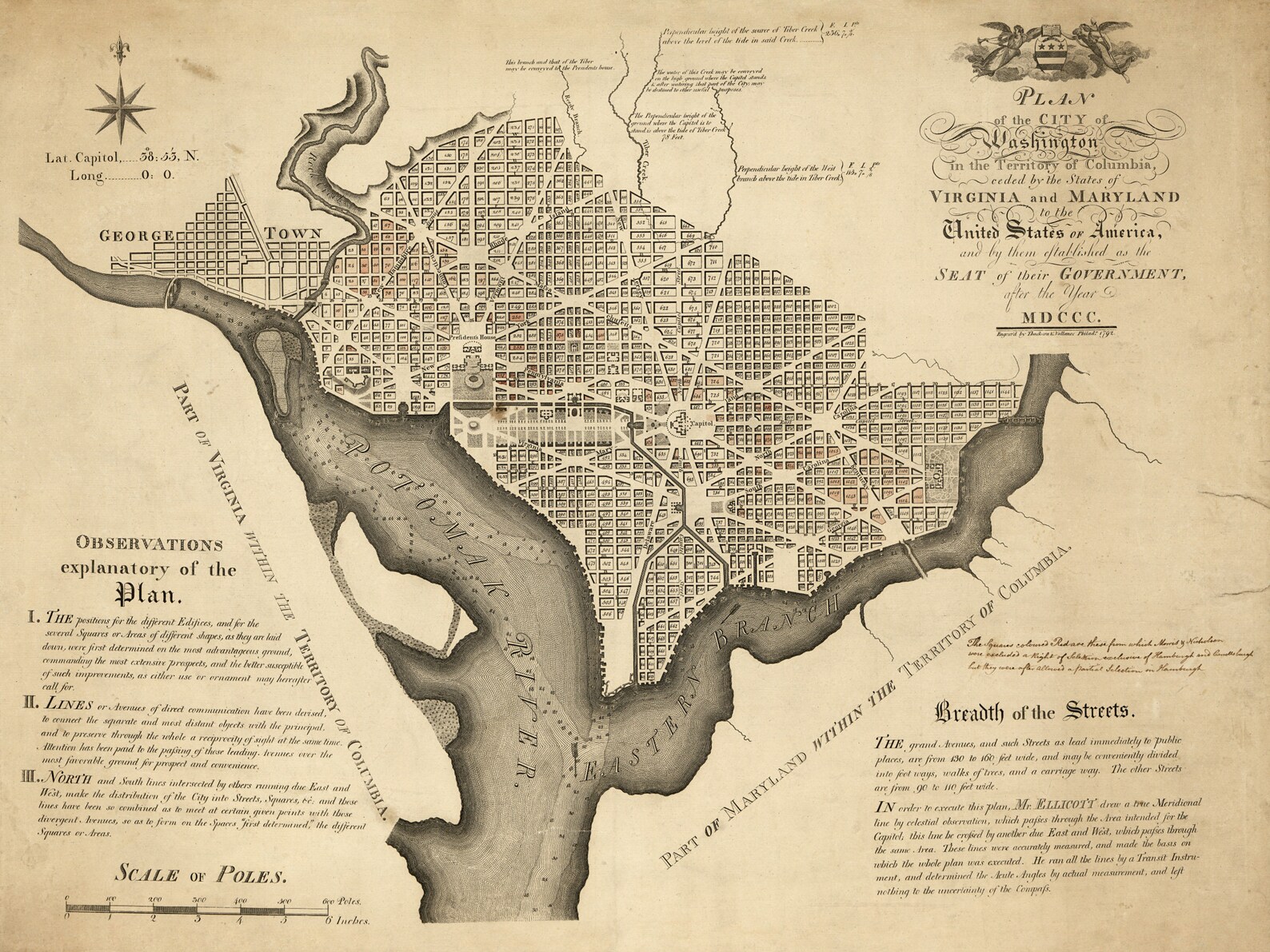 Map of Washington DC 1792 Reprint, Washington Dc/georgetown Map Reprint ...