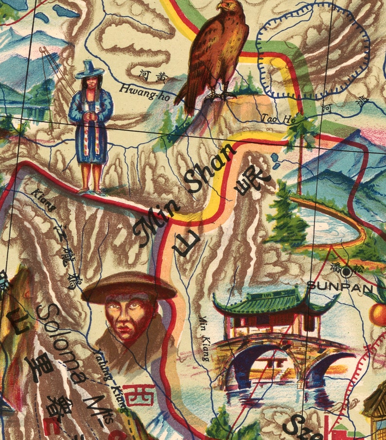 1931 China Map Reprint Vintage China Map 中国地图 5 L/XL Sizes | Etsy