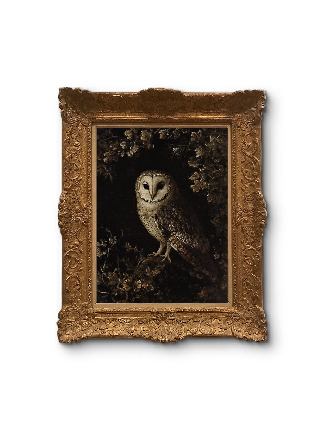 Vintage Owl Oil Painting Print - Baroque Owl Painting Print – Dark ...