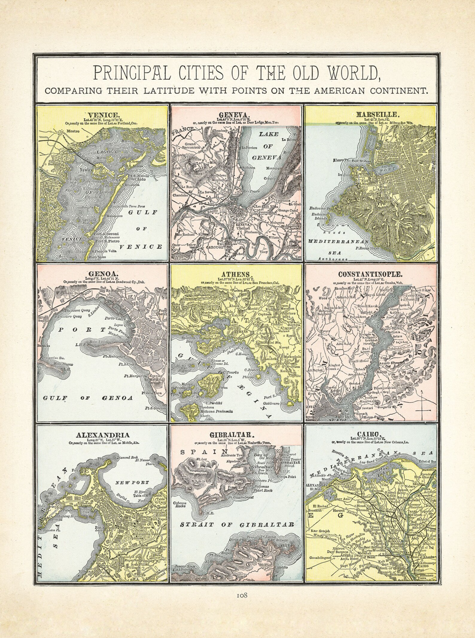 1887 Old World City Map Reprint Set- Victorian-era World Cities Map ...