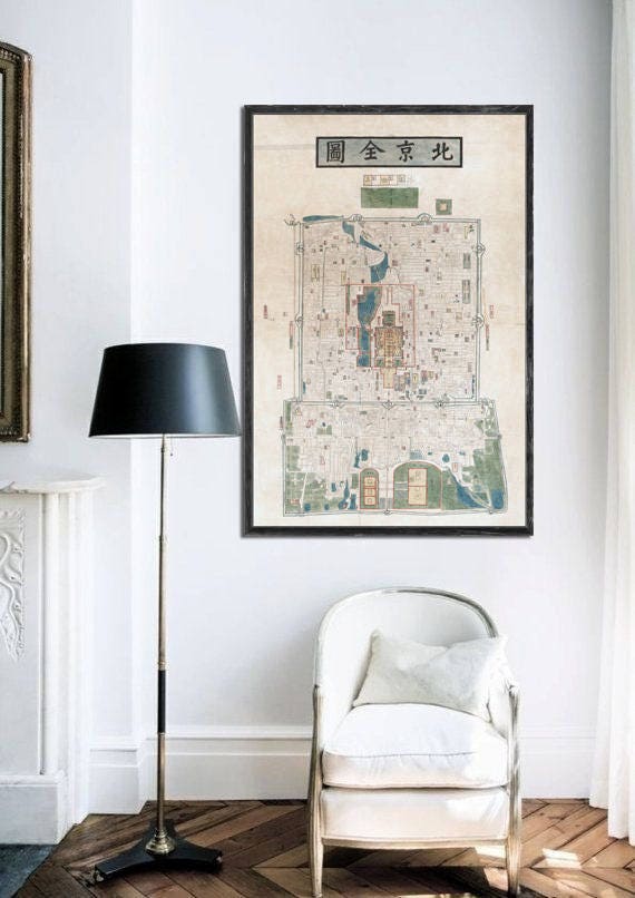1861 Beijing Map Reprint, Beijing Gift/map Decor - Asian Map Decor -5 ...