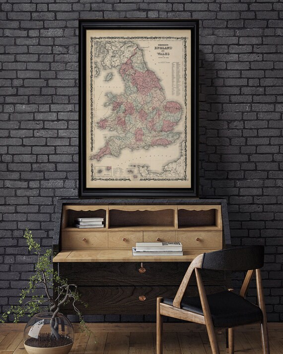 1862 Map of England and Wales Reprint Johnson's Atlas | Etsy