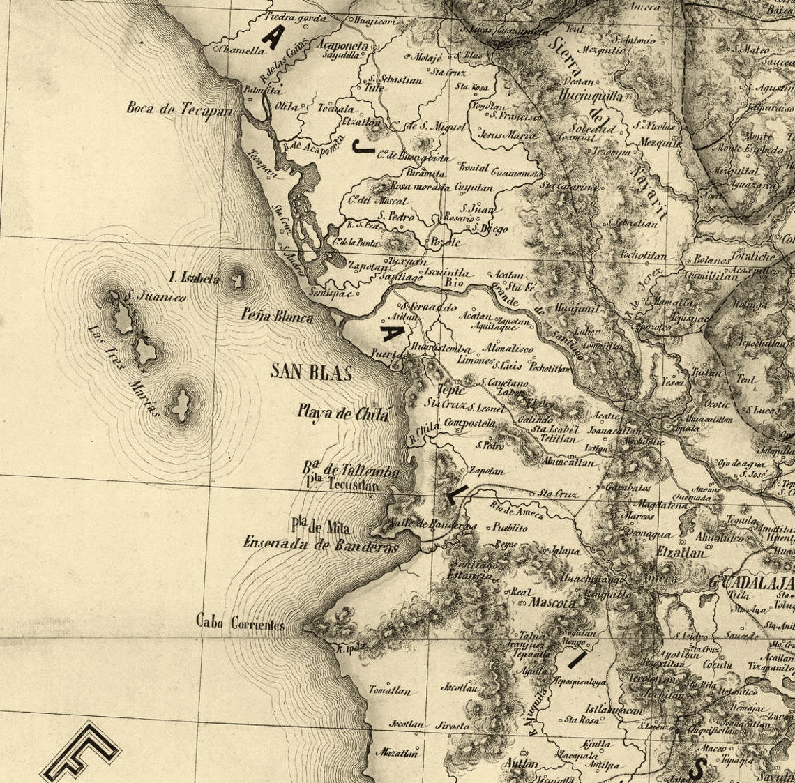 1863 Map of Mexico Reprint. Carta General De La Republica | Etsy