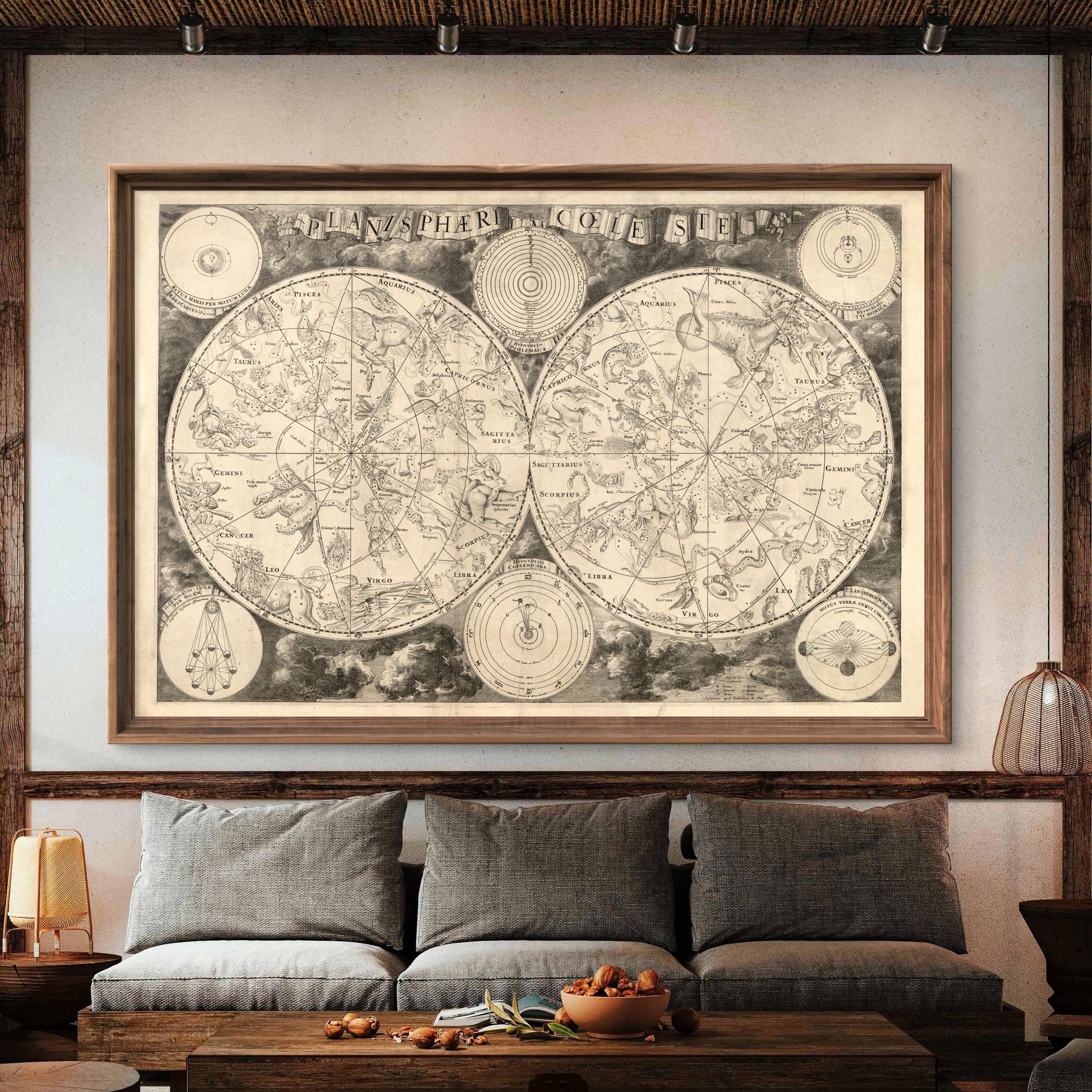 1850 Astronomy & Astrological Map, Victorian Astronomy Reprint -5 Large ...