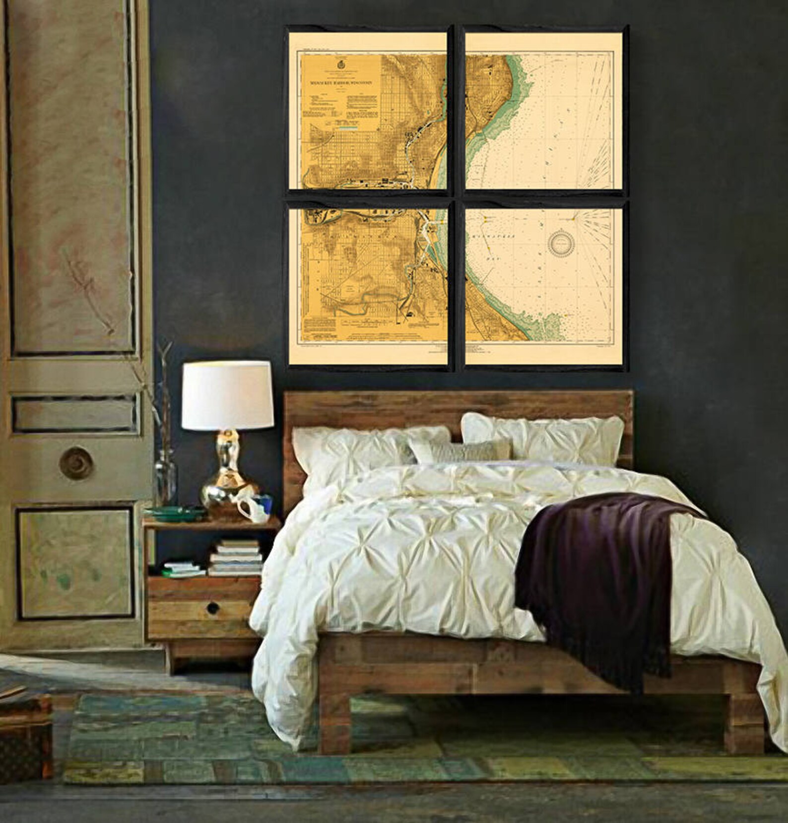 1928 Milwaukee Harbor Map Big Vintage Map of Milwaukee WI - Etsy