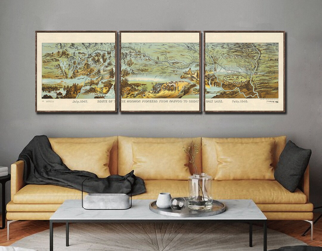 1846-1847 Route of the Mormon Pioneers Reprint, 1899 Mormon/lds Map ...