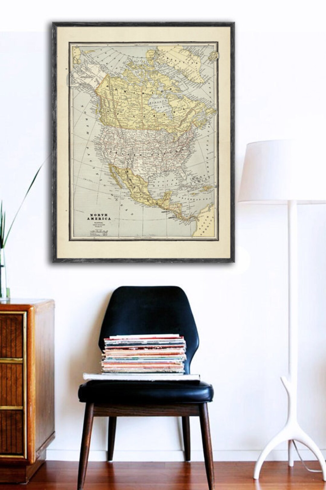 1887 North America Map Reprint Vintage North America Map Reprint 4 ...