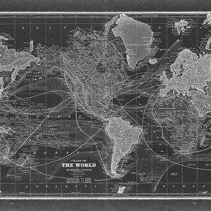 1887 World Map Reprint , Vintage Cram's "chart of the World" Map ...
