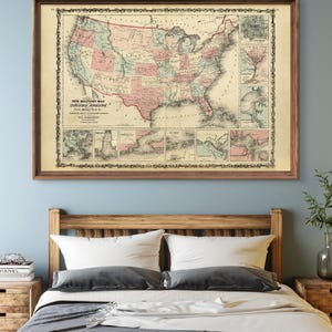 1862 Johnson's New Military Map of the United States, Vintage USA Civil ...