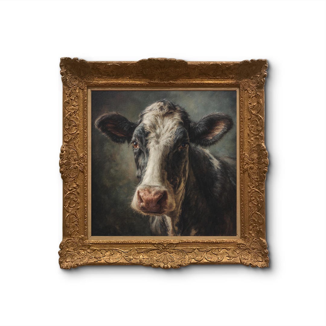Cow Wall Art, Farmhouse Cow Print, Rustic Animal Poster, Country Decor ...