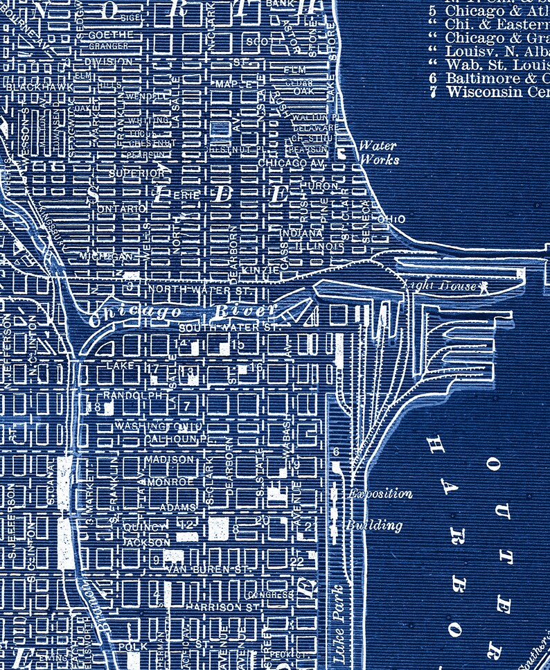 1887 Chicago Map Reprint - Vintage Chicago Reprint 4 Large/xl Sizes up ...