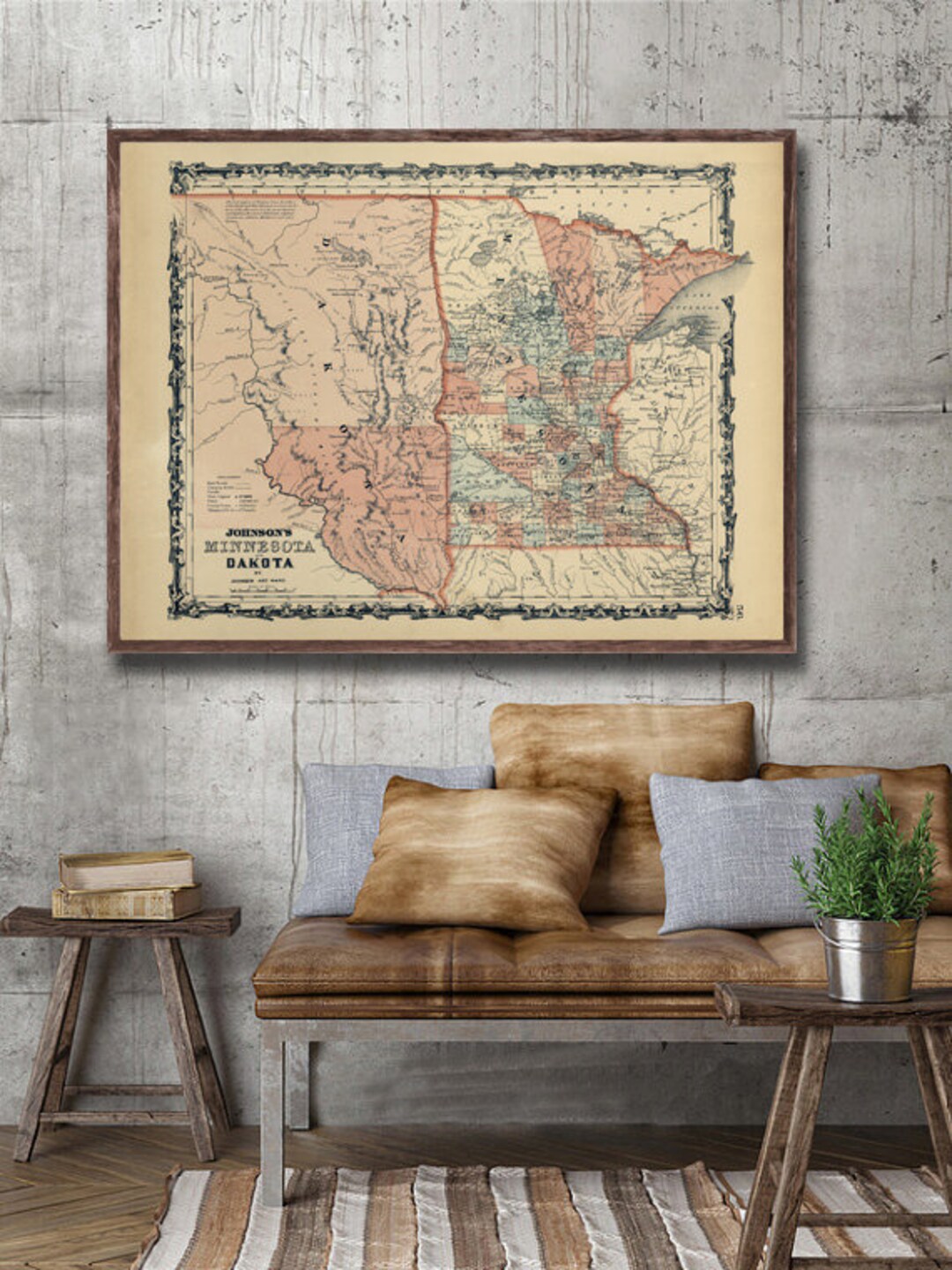 1862 Johnson's Map of Minnesota and Dakota Territory Map Reprint 3 ...