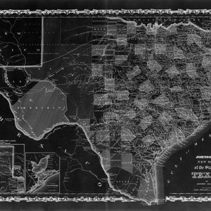 Map of Texas 1862 Reprint, Lone Star State Map Decor/gift - 7 up to ...