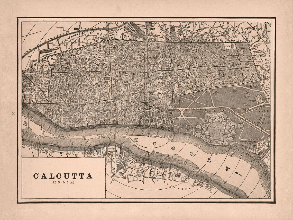 1887 Calcutta India Map Reprint Vintage Calcutta India - Etsy