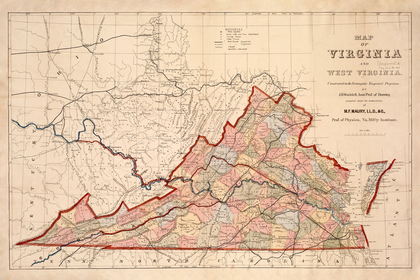 1869 Virginia Map Reprint Vintage Virginia Map Reprint 5 - Etsy