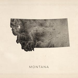 Montana Relief Map - 6 Large/xl Sizes up to 40"x30" and Three Color Schemes - Sold Unframed - Etsy