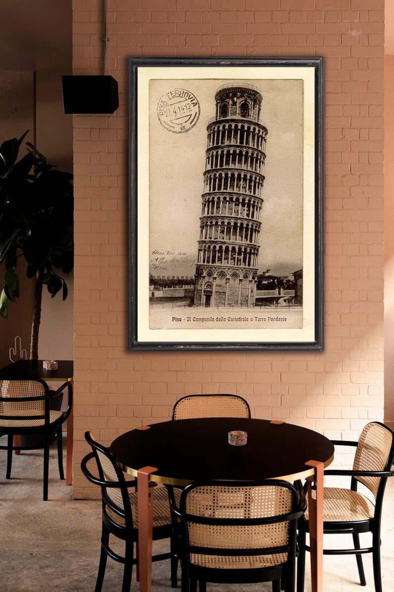 1914 Tower of Pisa Postcard Art Reprint Postcard Decor - Etsy