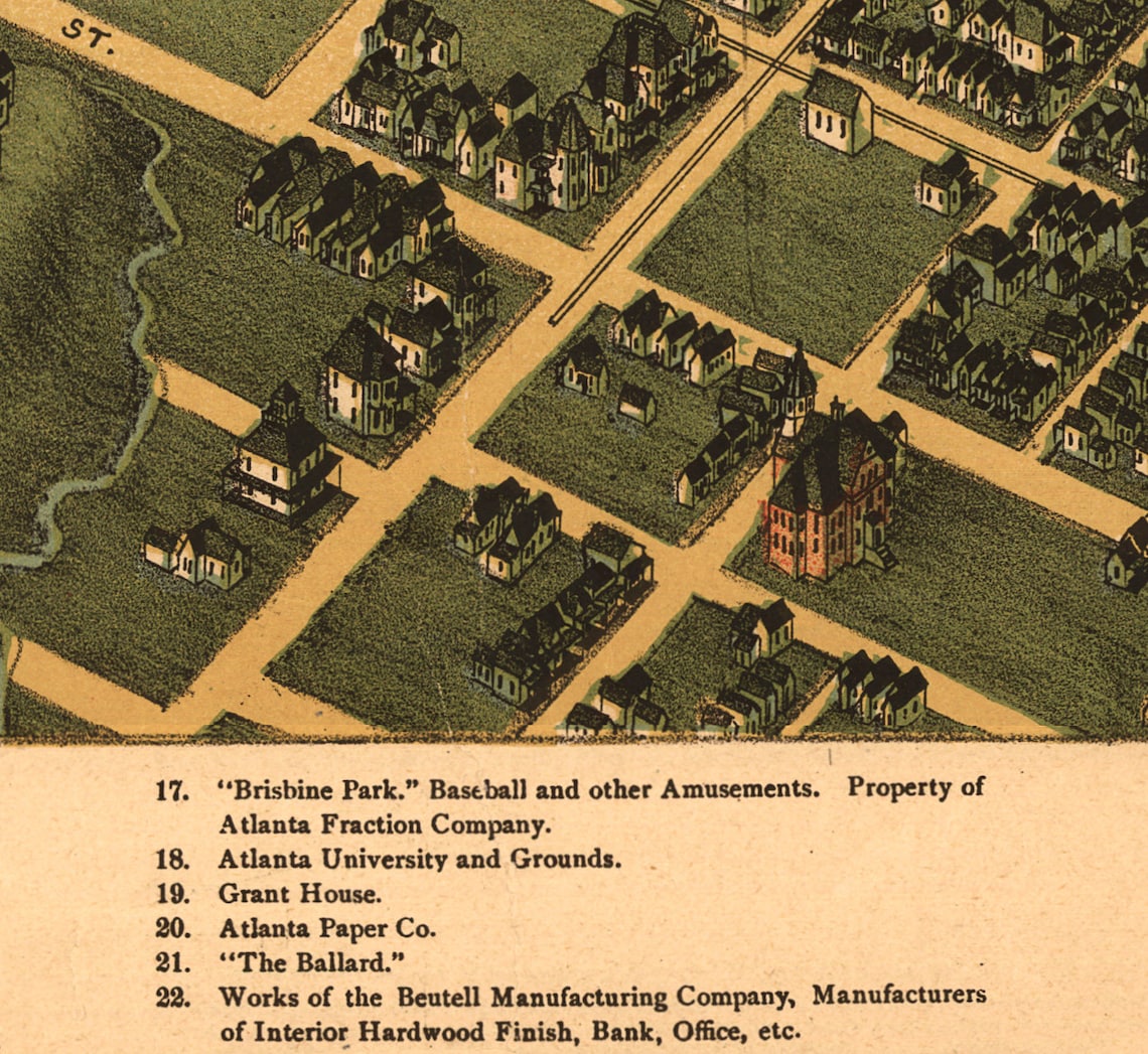 Map of Atlanta 1892 Vintage Atlanta GA Map Reprint 6 Sizes | Etsy