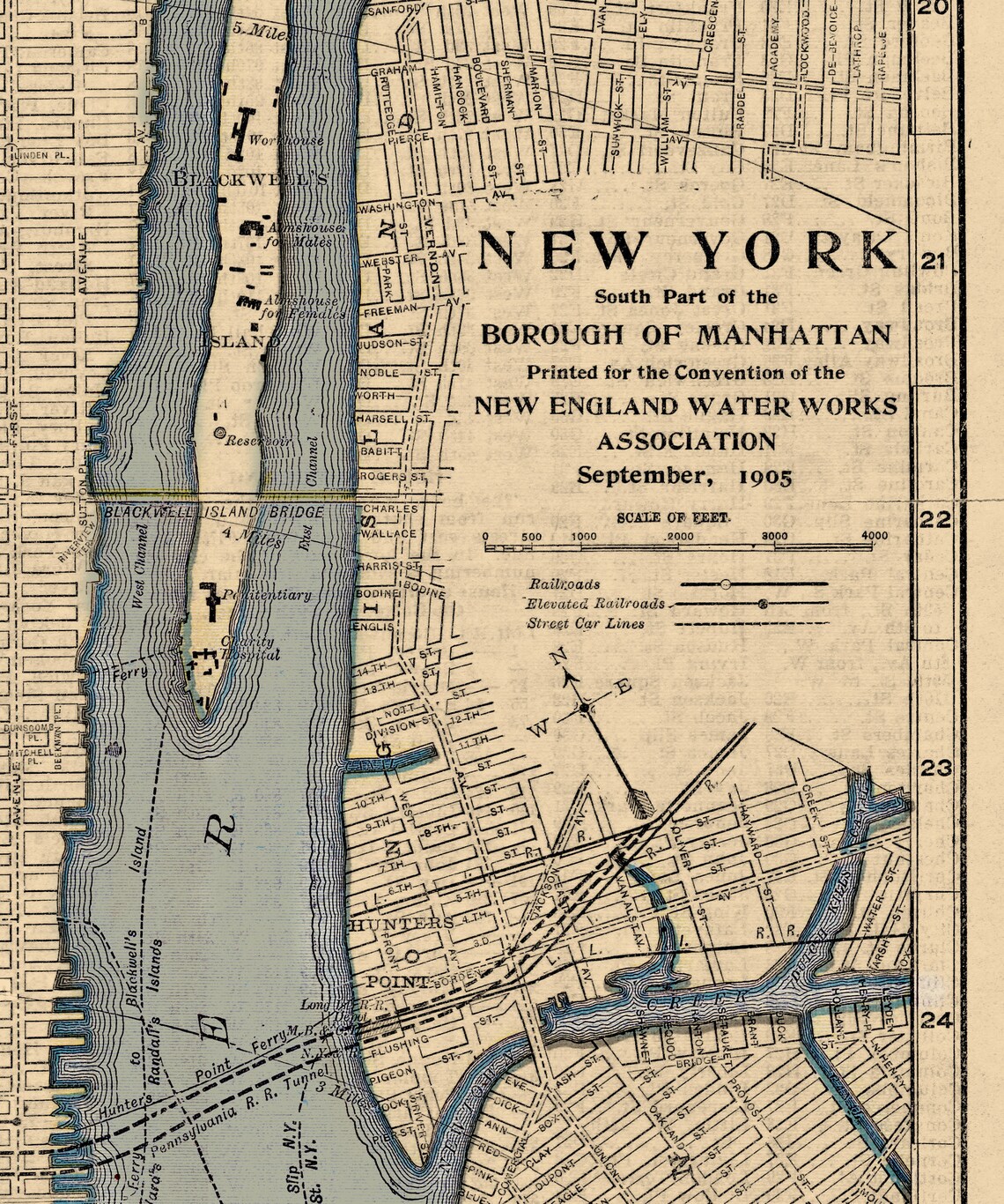 1905 Manhattan Map Reprint Vintage Street Map of Manhattan - Etsy