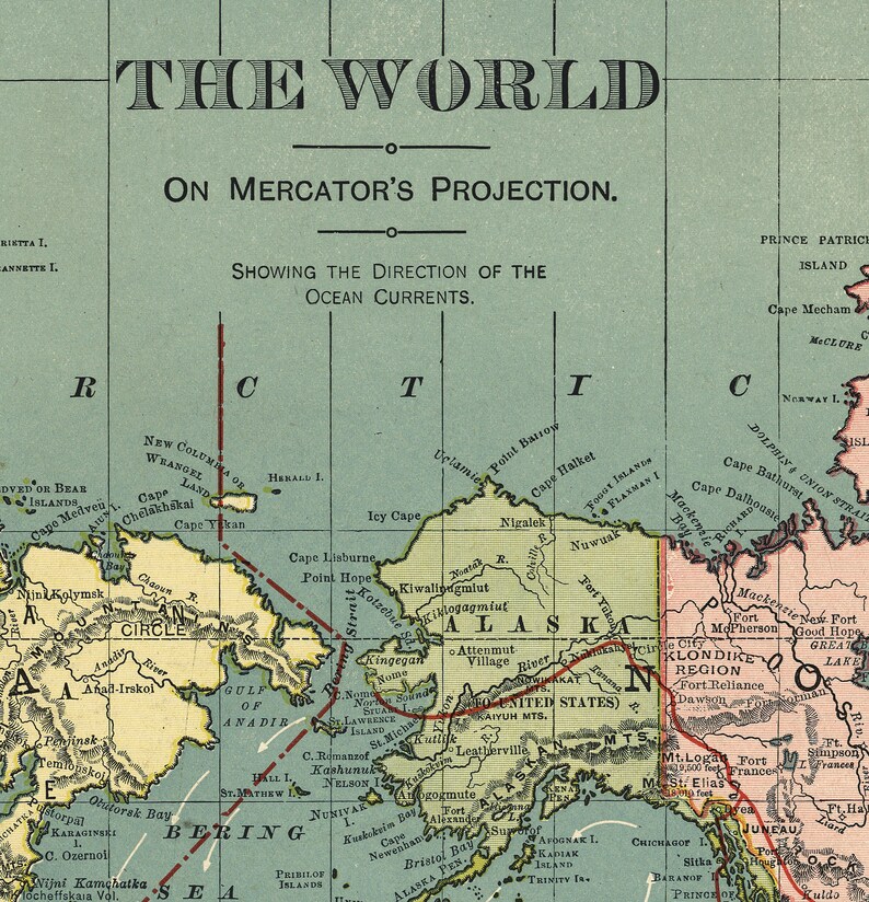 1912 World Map Reprint Kid's/nursery World Map Reprint | Etsy