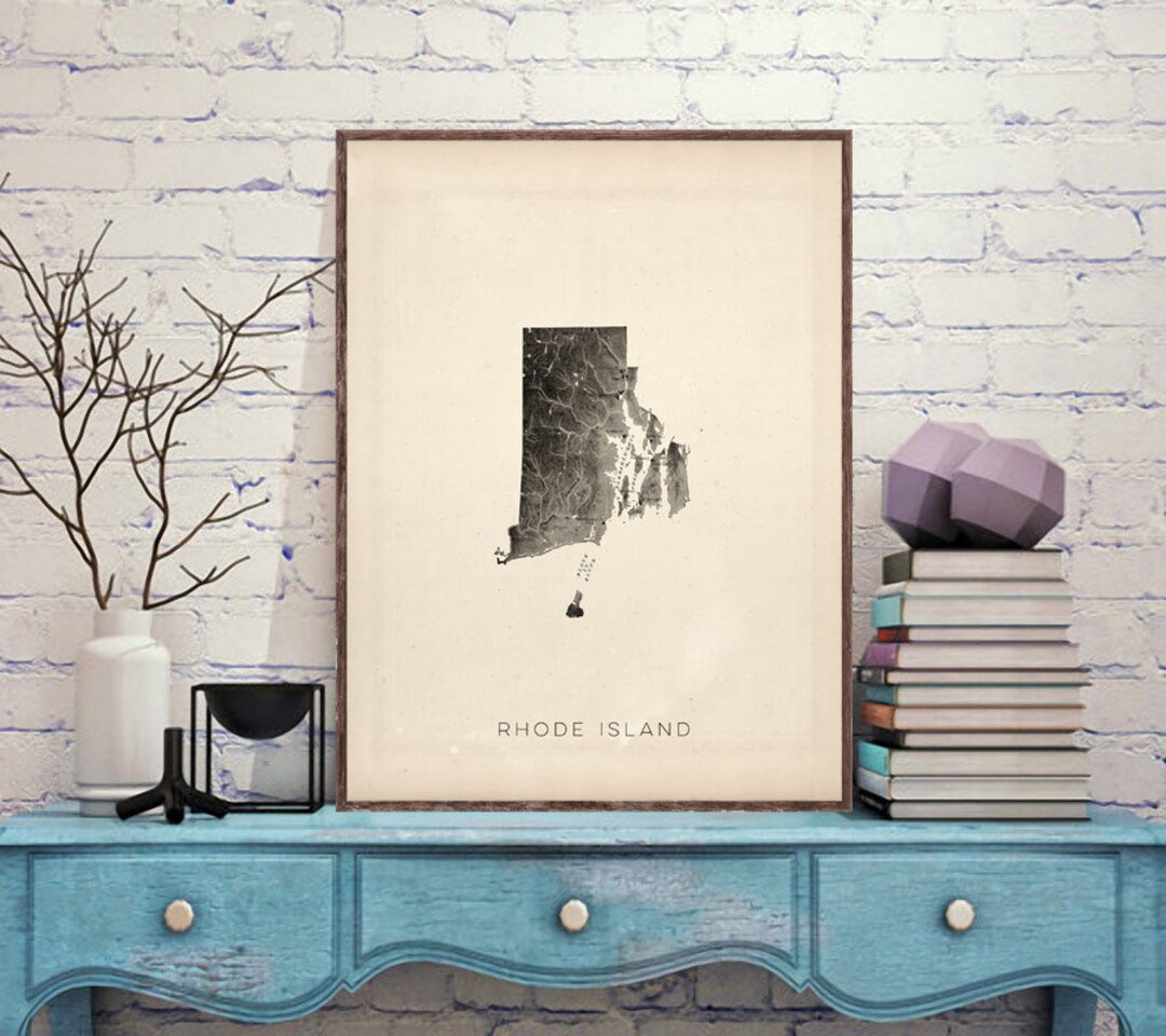 Rhode Island Relief Map Reprint, Vintage Rhode Island Map Reprint - 6 ...