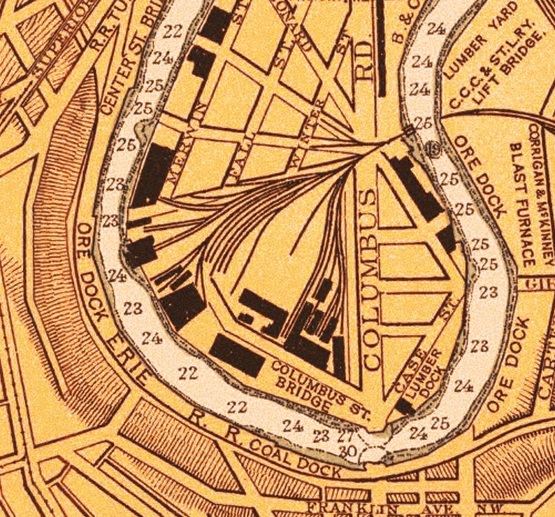 1911 Cleveland Harbor map Vintage Cleveland nautical map | Etsy