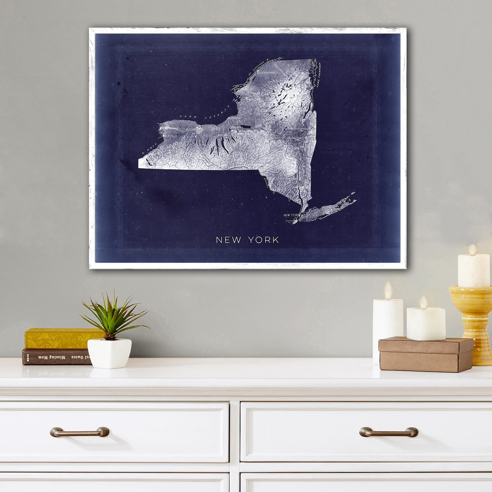 New York State Relief Map Reprint, Vintage New York Map Reprint - 6 ...