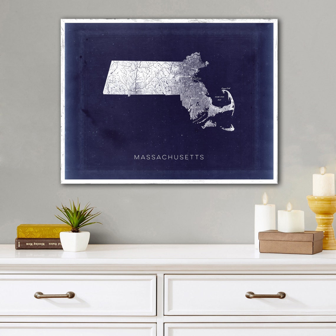 Massachusetts Relief Map Reprint Vintage Massachusetts Map | Etsy