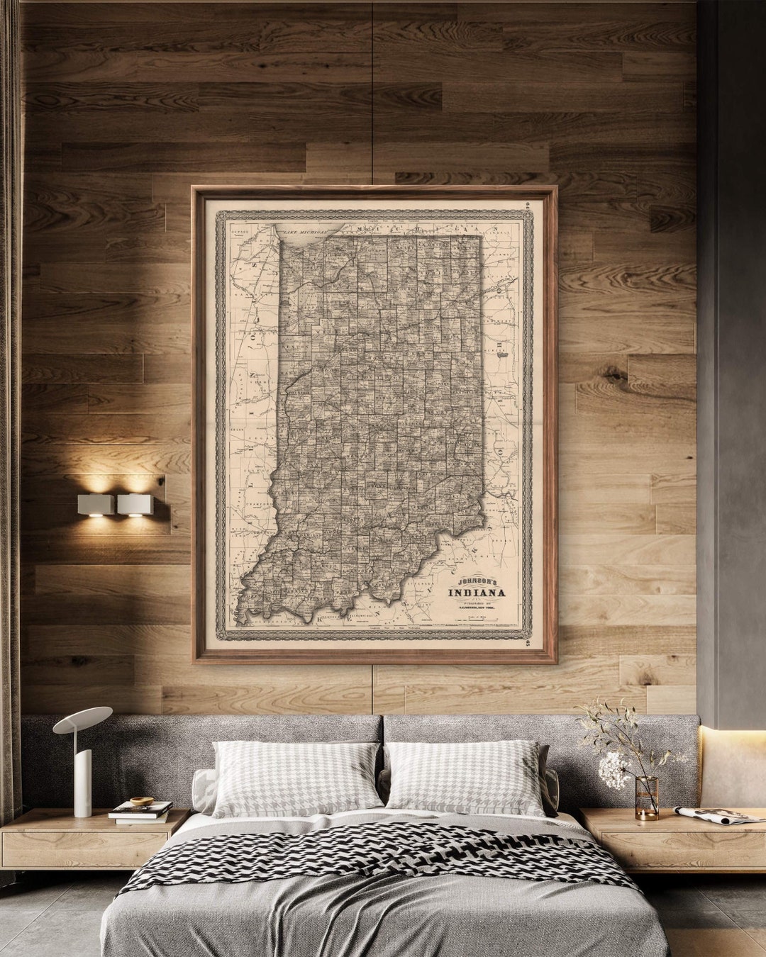 1870 Indiana Map Reprint, Indiana Map Gift/decor - 4 Large/xl Sizes up ...