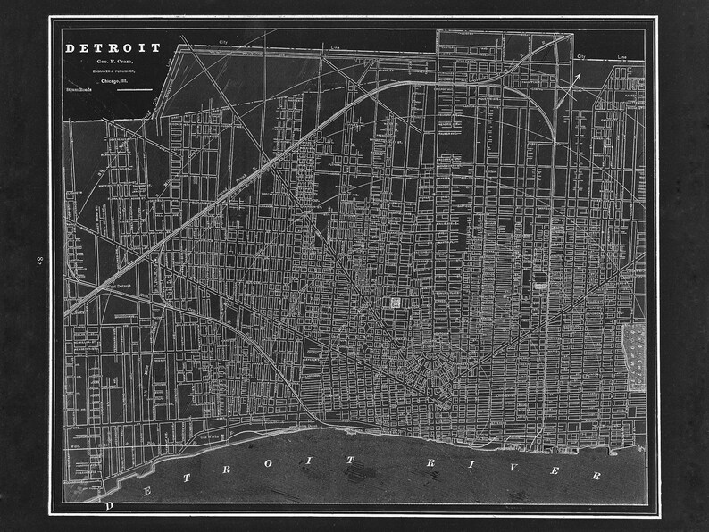 1887 Detroit Map Reprint - Vintage Detroit Reprint 4 Large/xl Sizes up ...