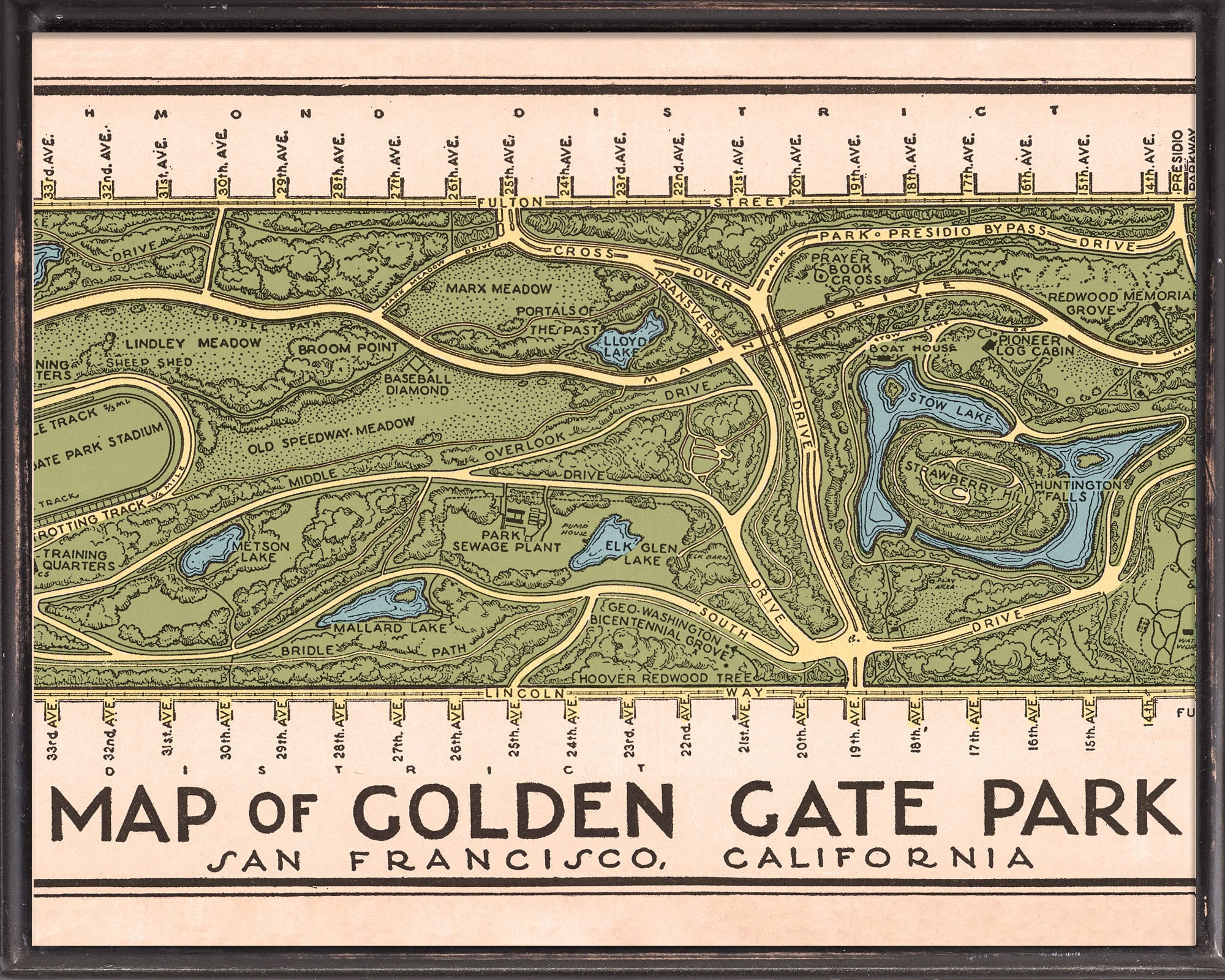 1947 Golden Gate Park map reprint Mid-Century San Francisco - Etsy.de