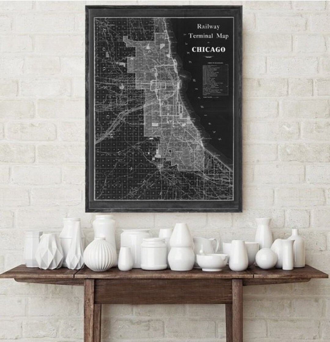 1912 Chicago Railway Map Reprint Vintage Chicago Railroad Map Reprint 4 ...