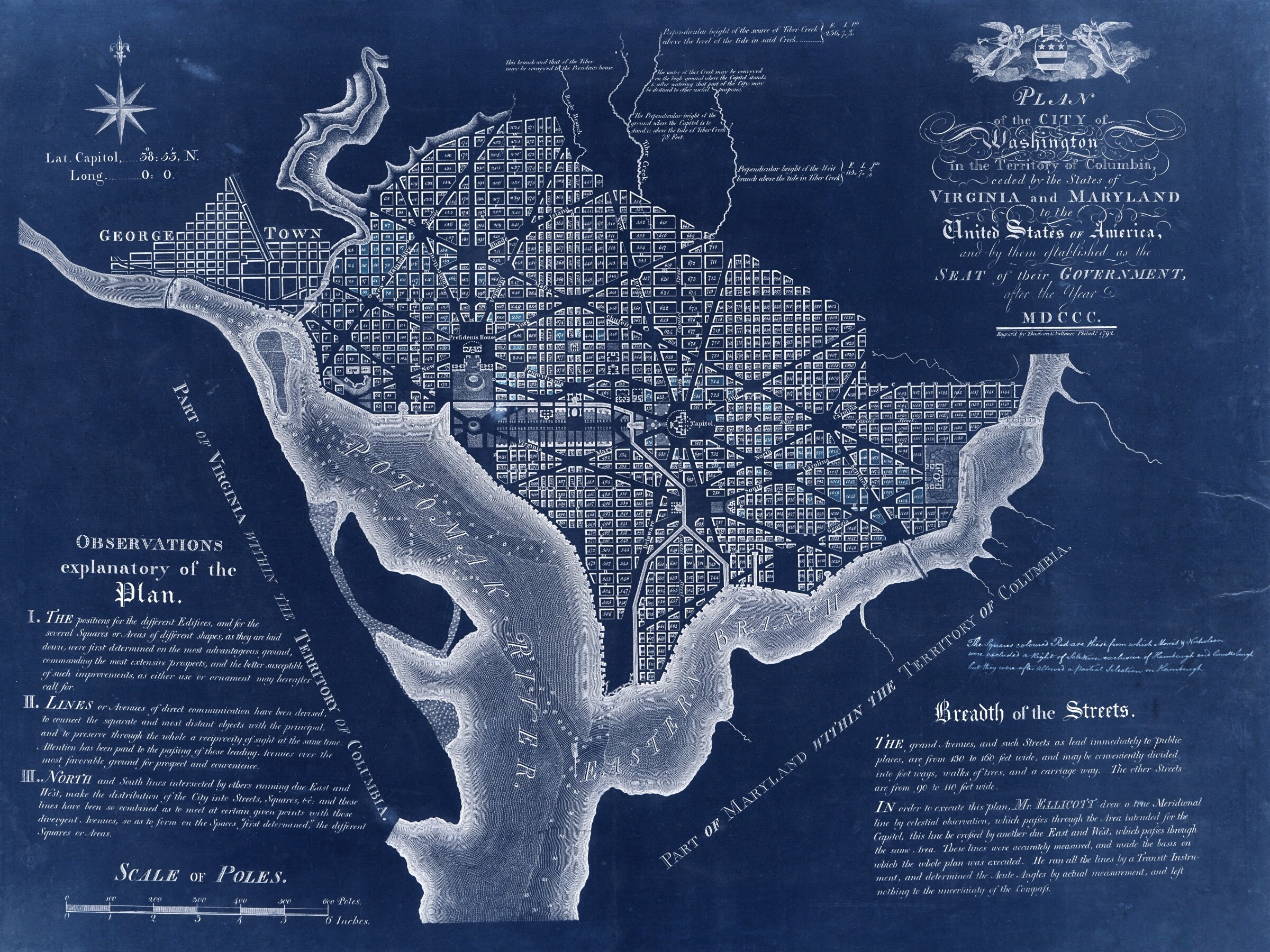 Map of Washington DC 1792 Reprint, Washington Dc/georgetown Map Reprint ...
