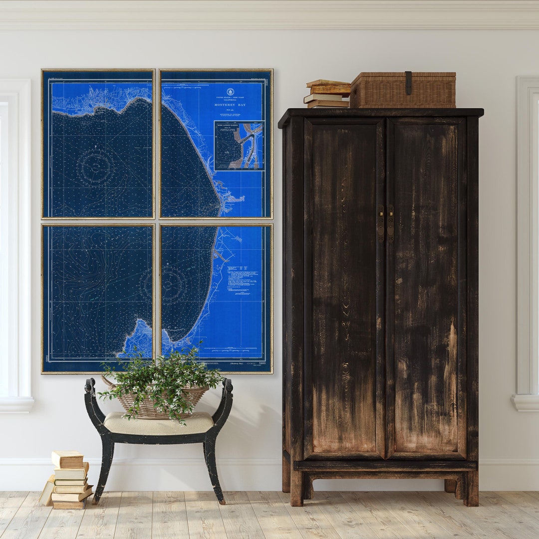 1948 Monterey Bay Nautical Chart Reprint, Vintage Monterey Bay CA Map ...