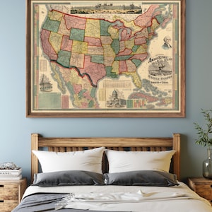 1875 US Railroad Map Reprint, Vintage USA Map Reprint - 4 Sizes up to ...
