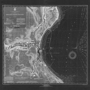 1928 Milwaukee Harbor Map, Big Vintage Map of Milwaukee WI Reprint - 6 ...