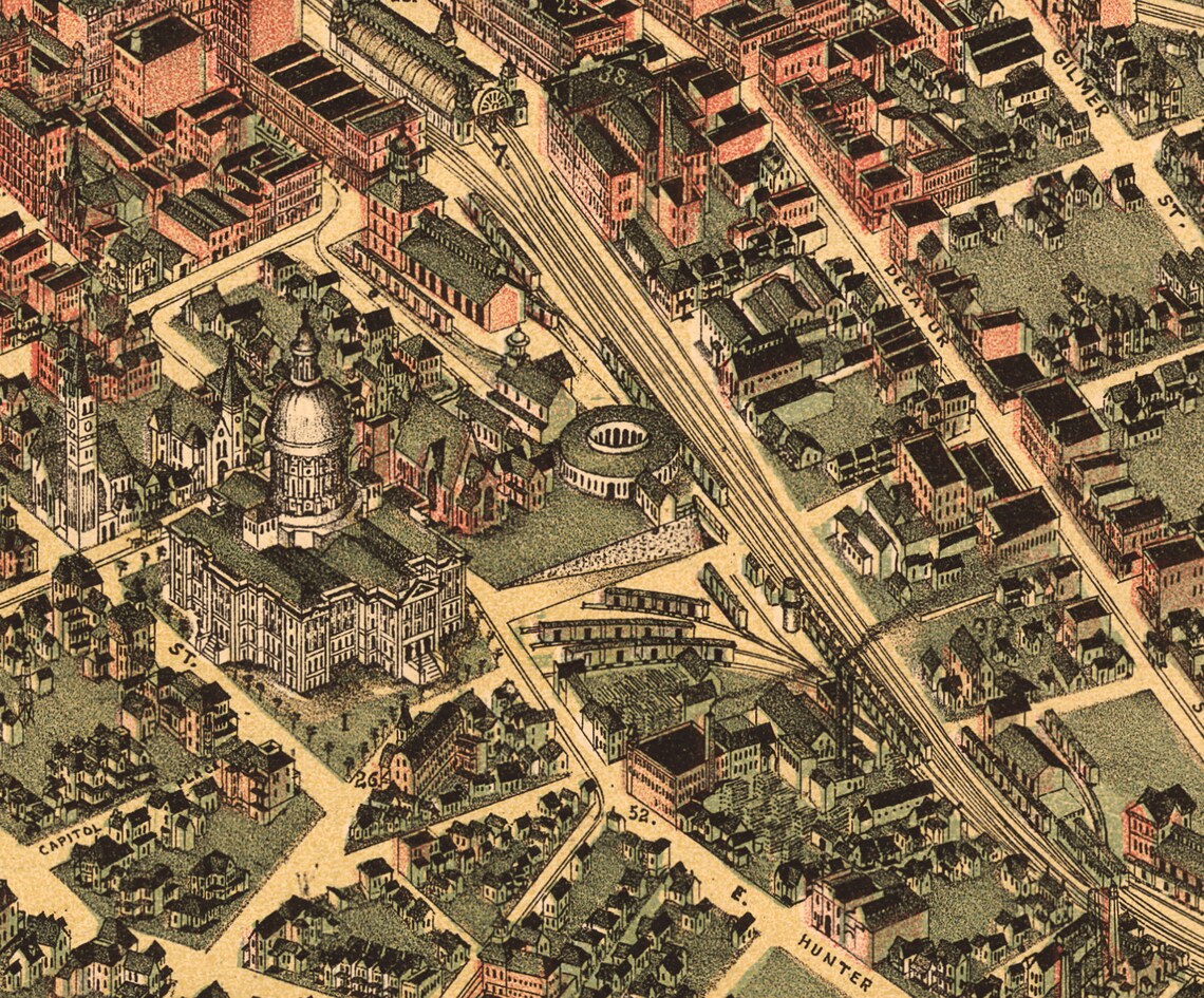 Map of Atlanta 1892 Vintage Atlanta GA Map Reprint 6 Sizes | Etsy