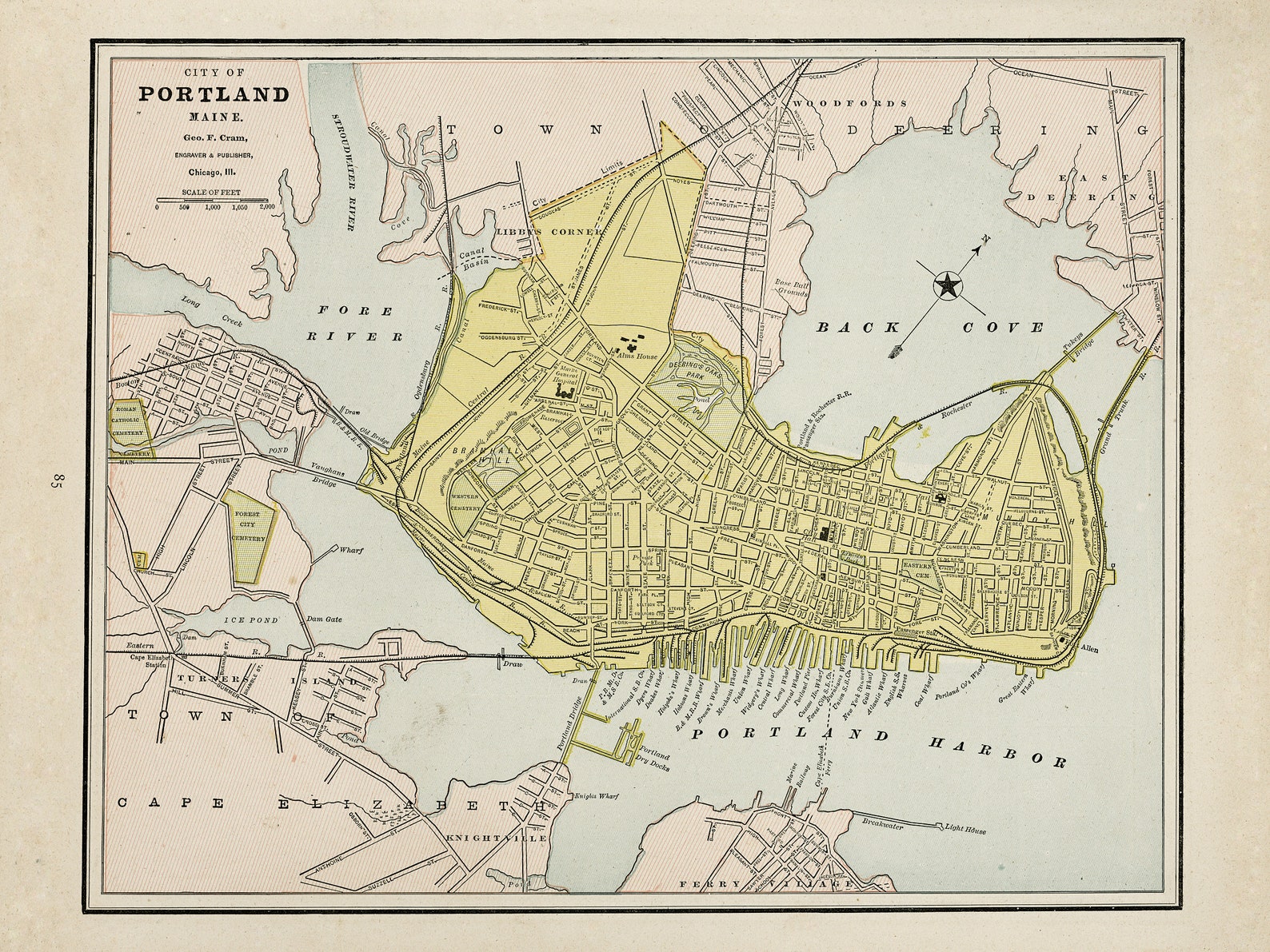 1887 Portland, Maine Map Reprint - Vintage Maine City Map Reprint - 4 ...