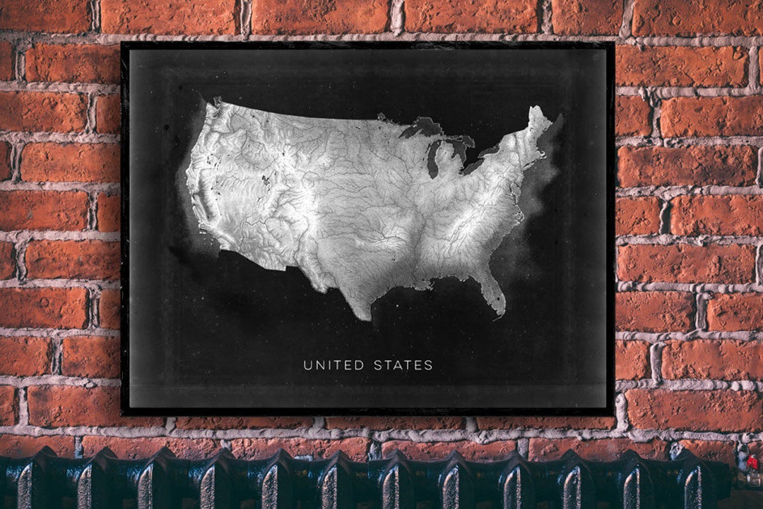 Reimpresión de mapa en relieve de Estados Unidos, reimpresión de mapa ...